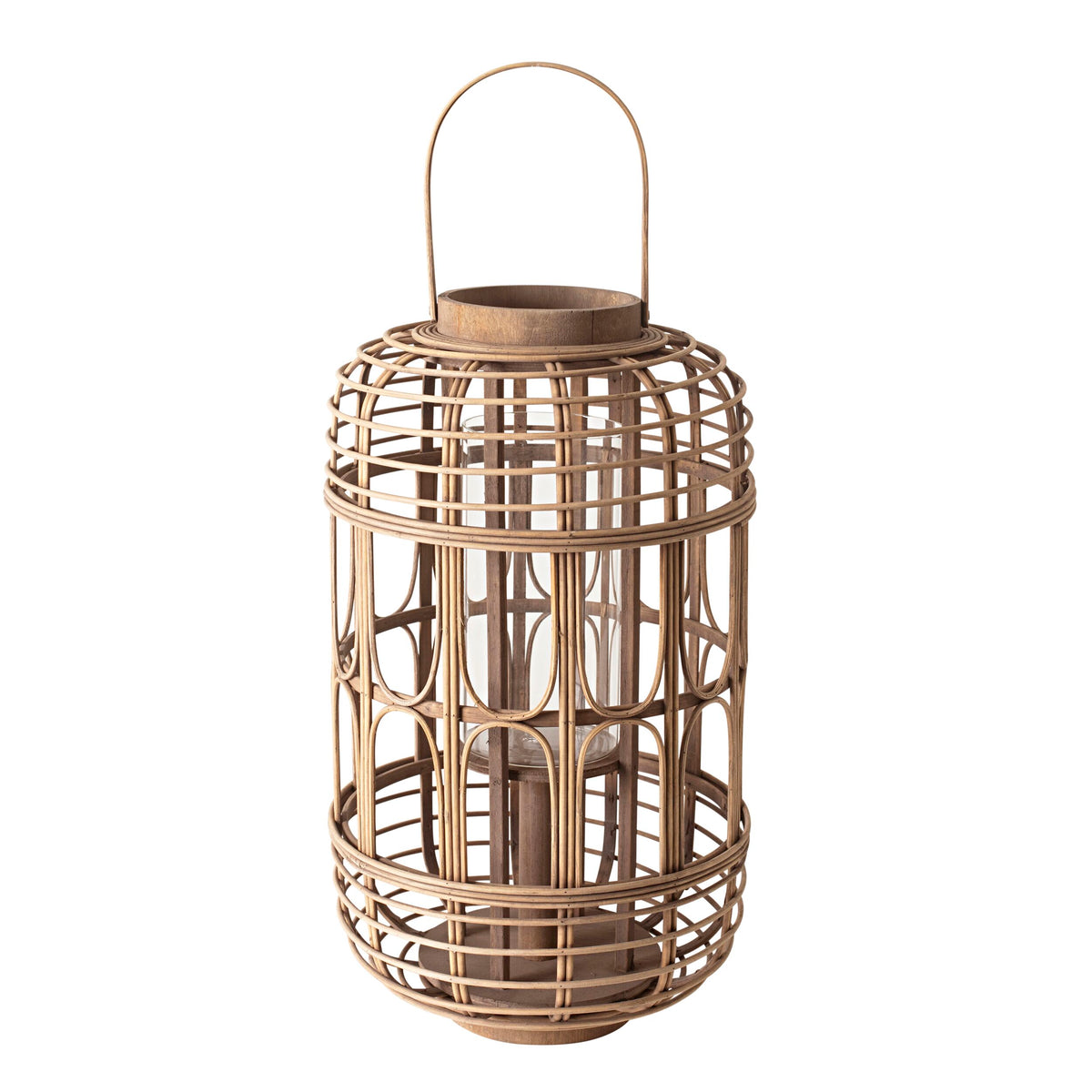 Bamboo Lantern Natural With Glass 45x25x25cm – Early Settler Australia