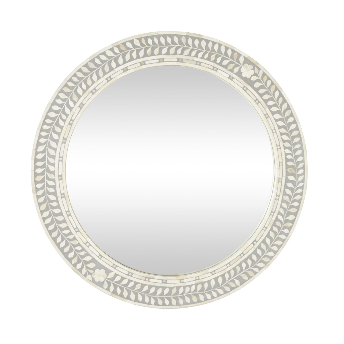 Bone Inlay Round Mirror Grey and White 90cm – Early Settler Australia