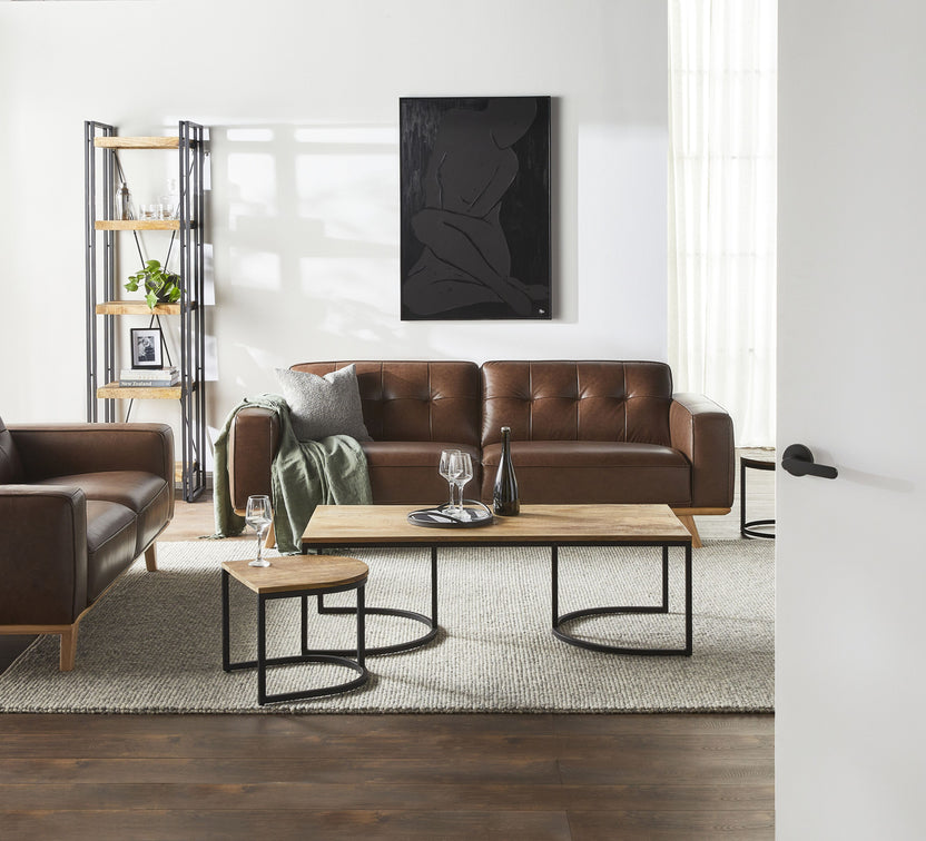 Carson 3 Seater Leather Sofa Dakota Mocha – Early Settler Australia
