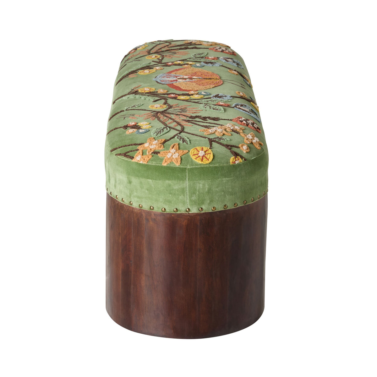 Freya Embroidered Bench Green Velvet – Early Settler Australia