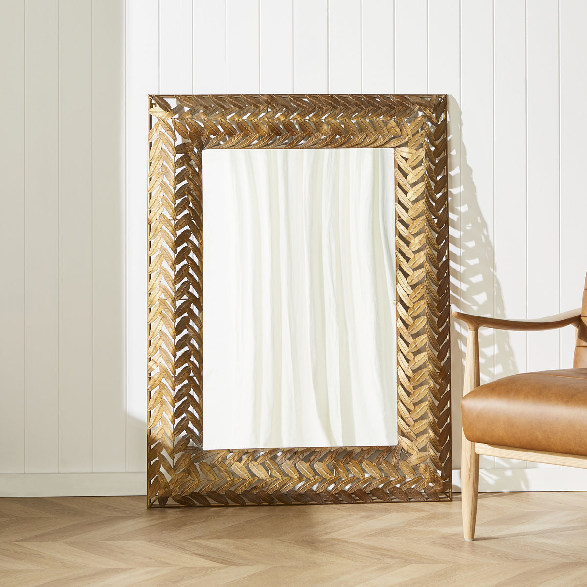 Leaf Rectangle Gold Mirror 120x90cm – Early Settler Australia