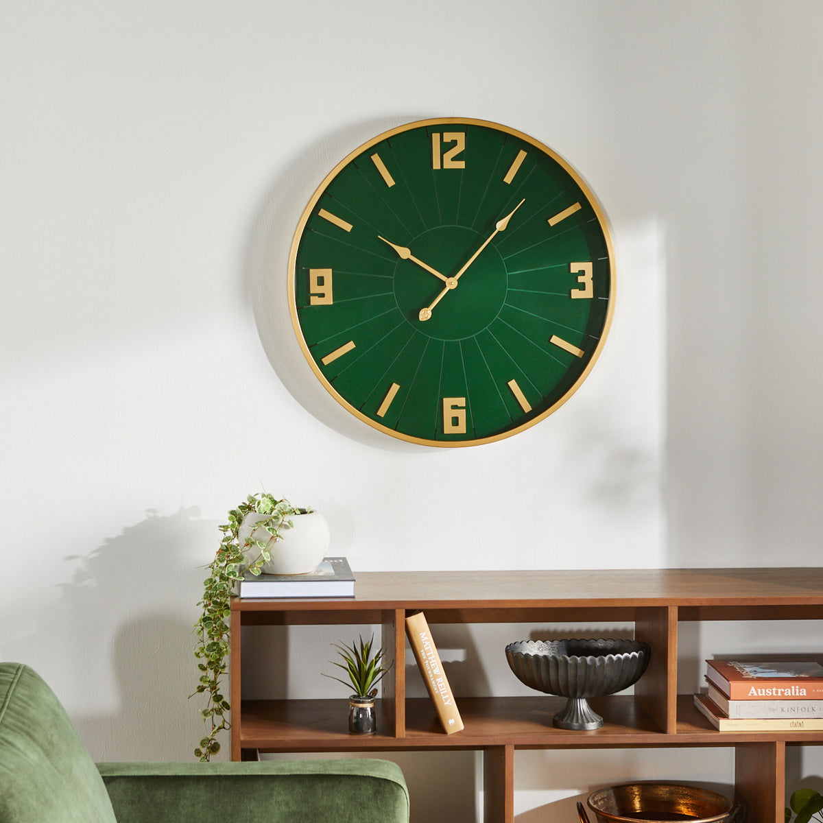 BeyondTime Green and Gold Wall Clock 68cm – Early Settler AU