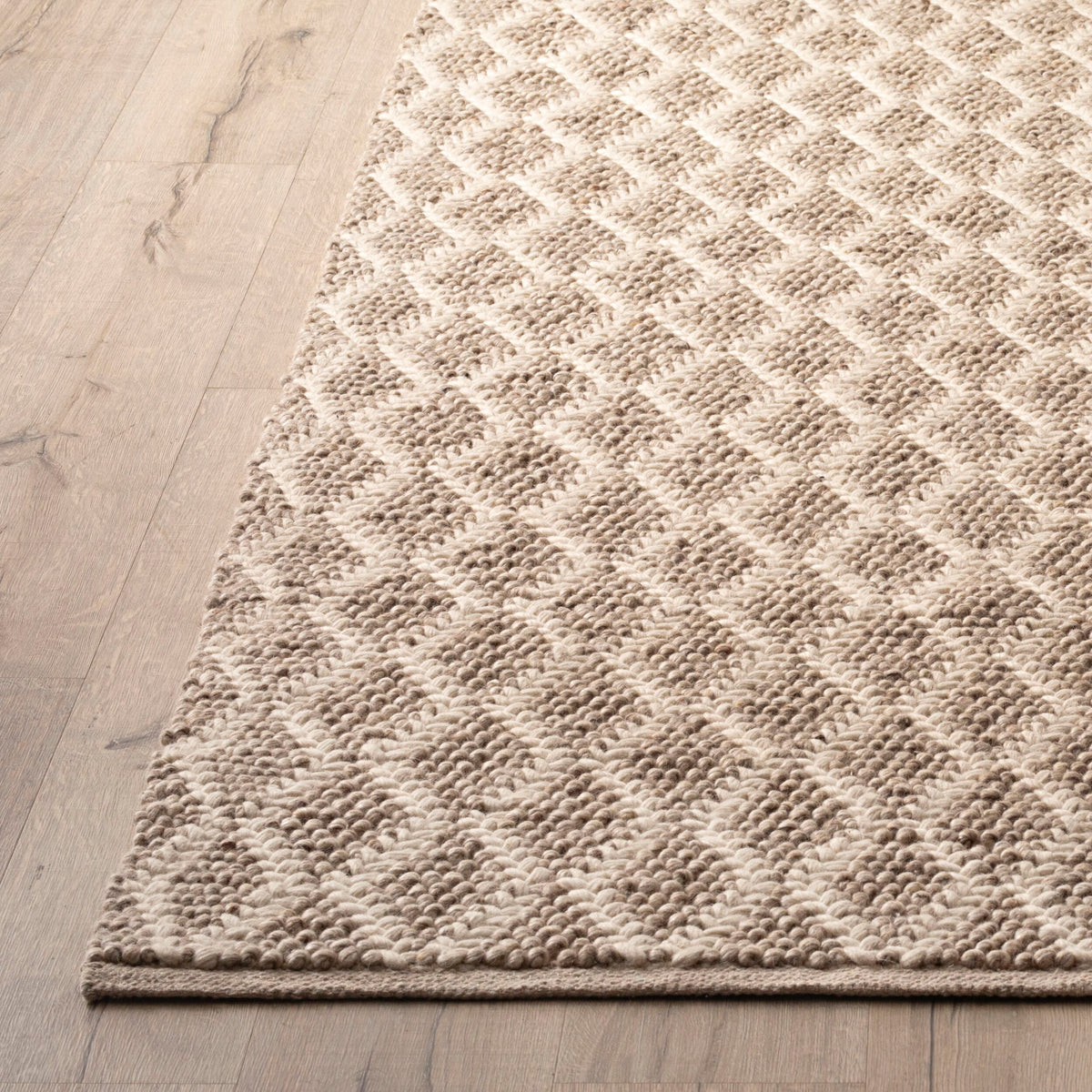 Braided Diamond Hand Woven Wool Blend Natural & Cream Rug 300x240cm ...