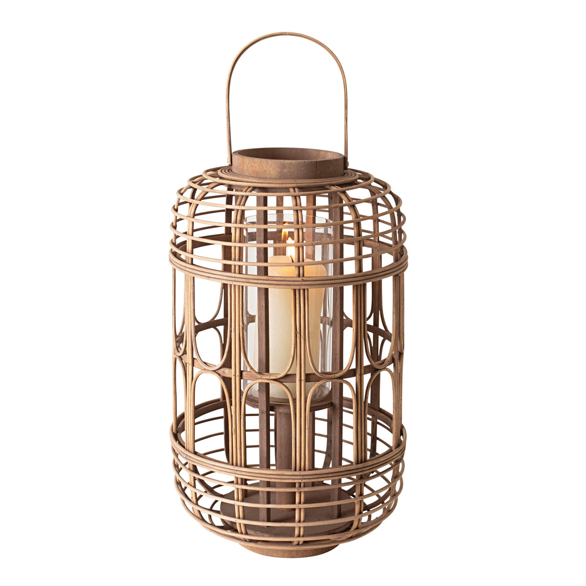 Bamboo Lantern Natural With Glass 45x25x25cm – Early Settler AU