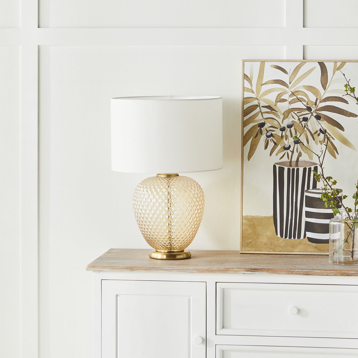 Roma Glass Table Lamp Amber 56x38cm – Early Settler Australia