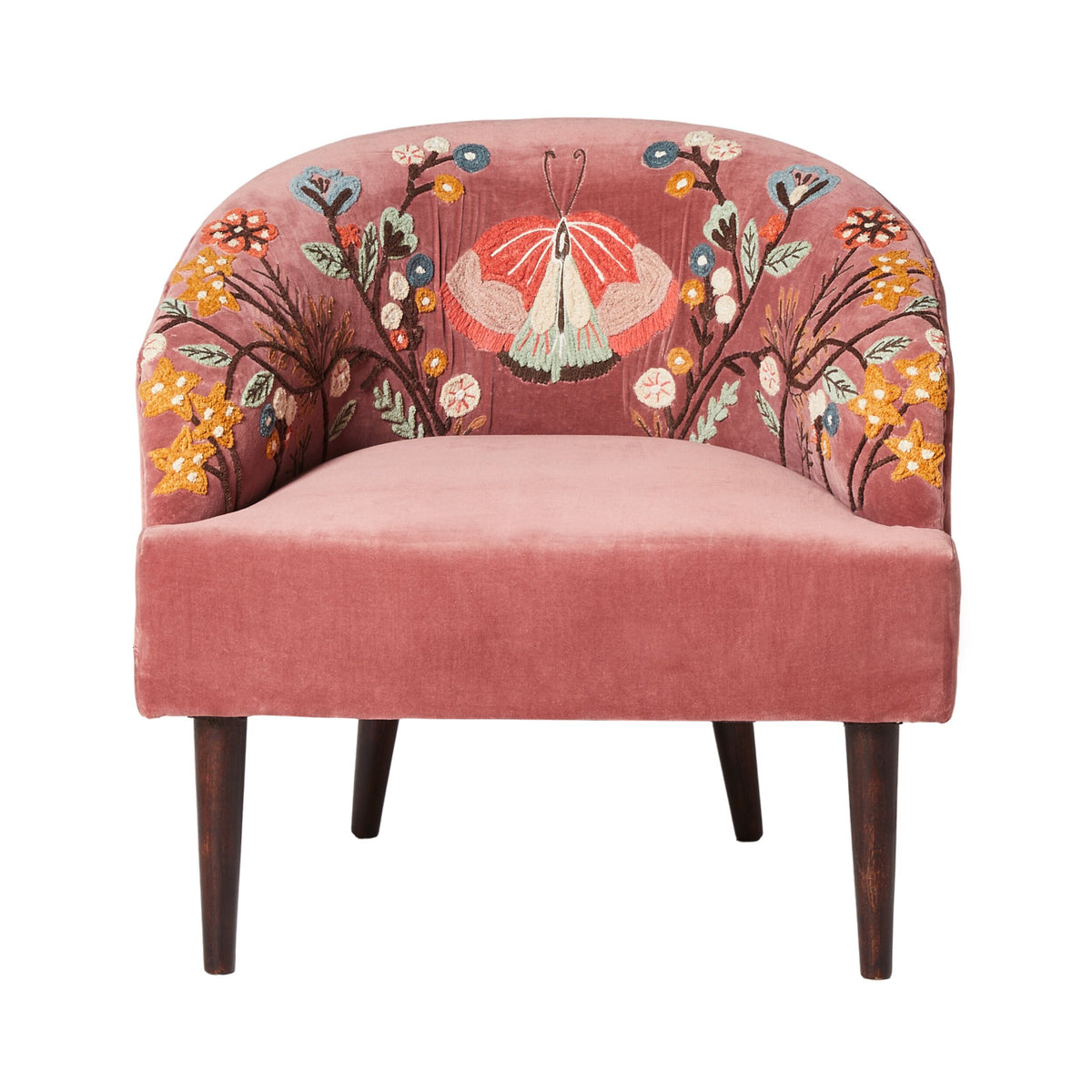 Freya Embroidered Occasional Chair Pink Velvet – Early Settler AU