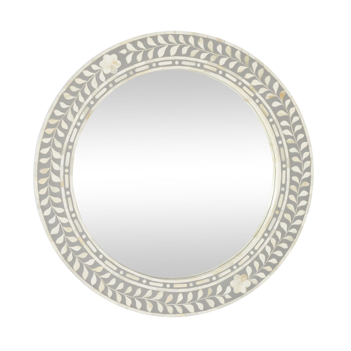 Bone Inlay Round Mirror Grey and White 60cm – Early Settler Australia