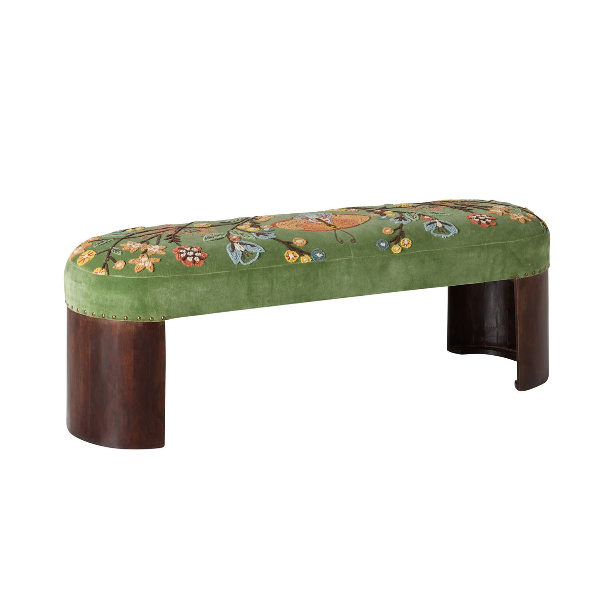 Freya Embroidered Bench Green Velvet – Early Settler AU