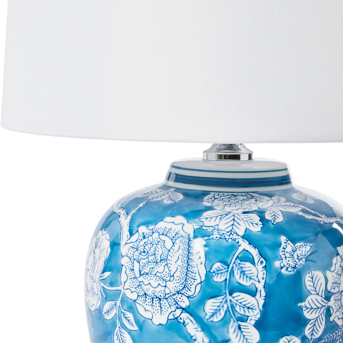 China Blue Floral Table Lamp 46cm – Early Settler AU