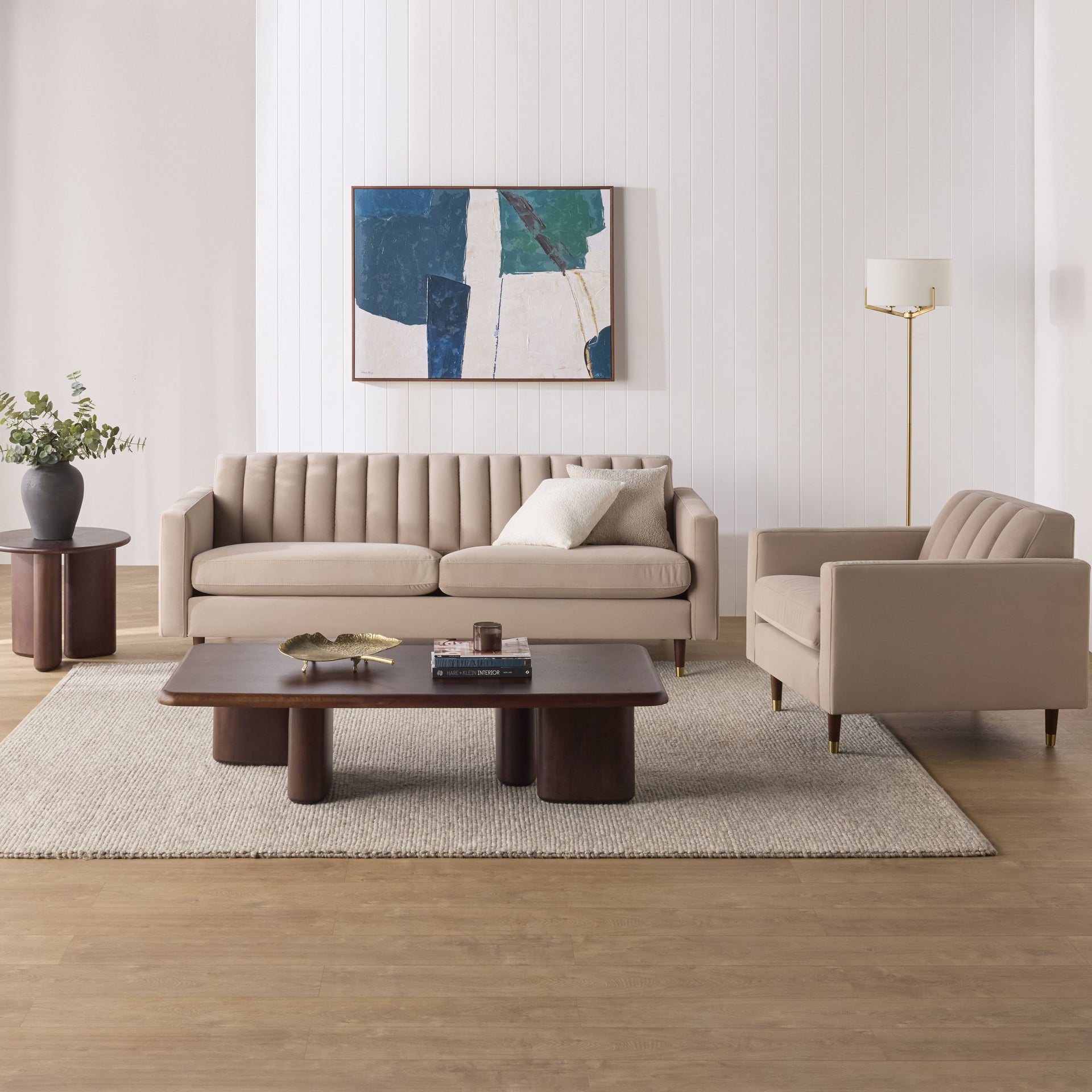 Stitch 3 Seater Velvet Sofa Taupe – Early Settler Australia