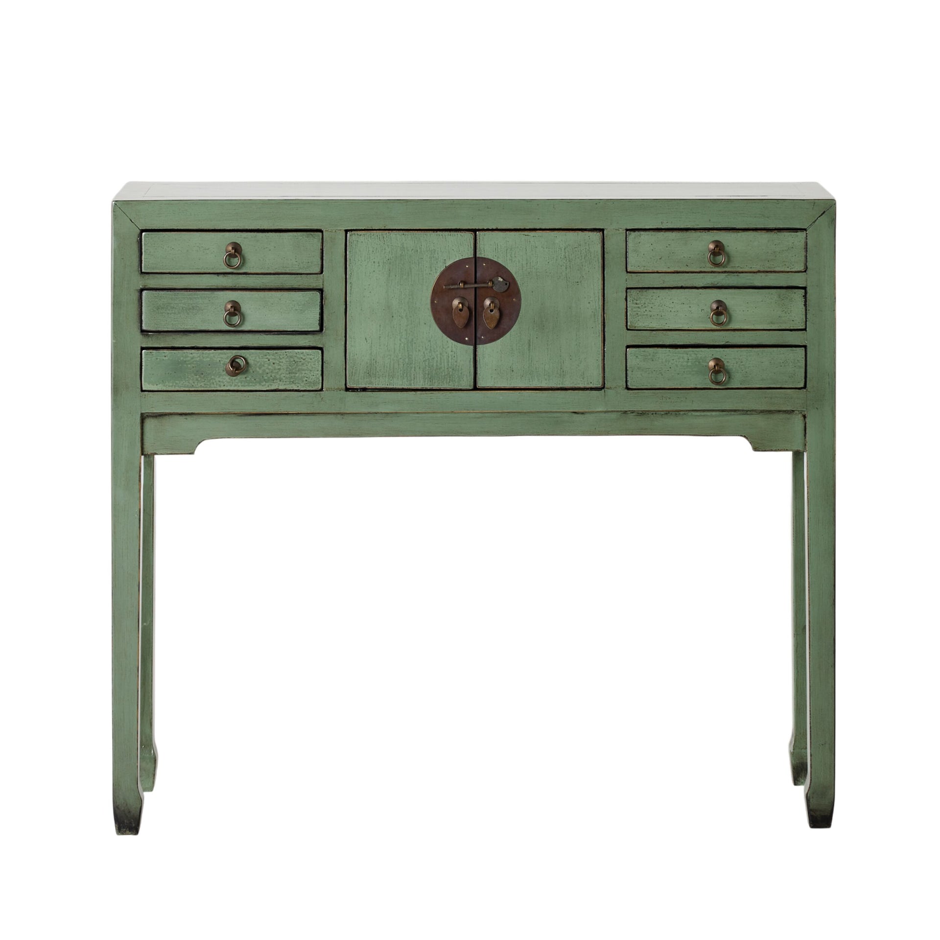 Sansha 2 Door & 6 Drawer Console Table Sage Green – Early Settler Australia