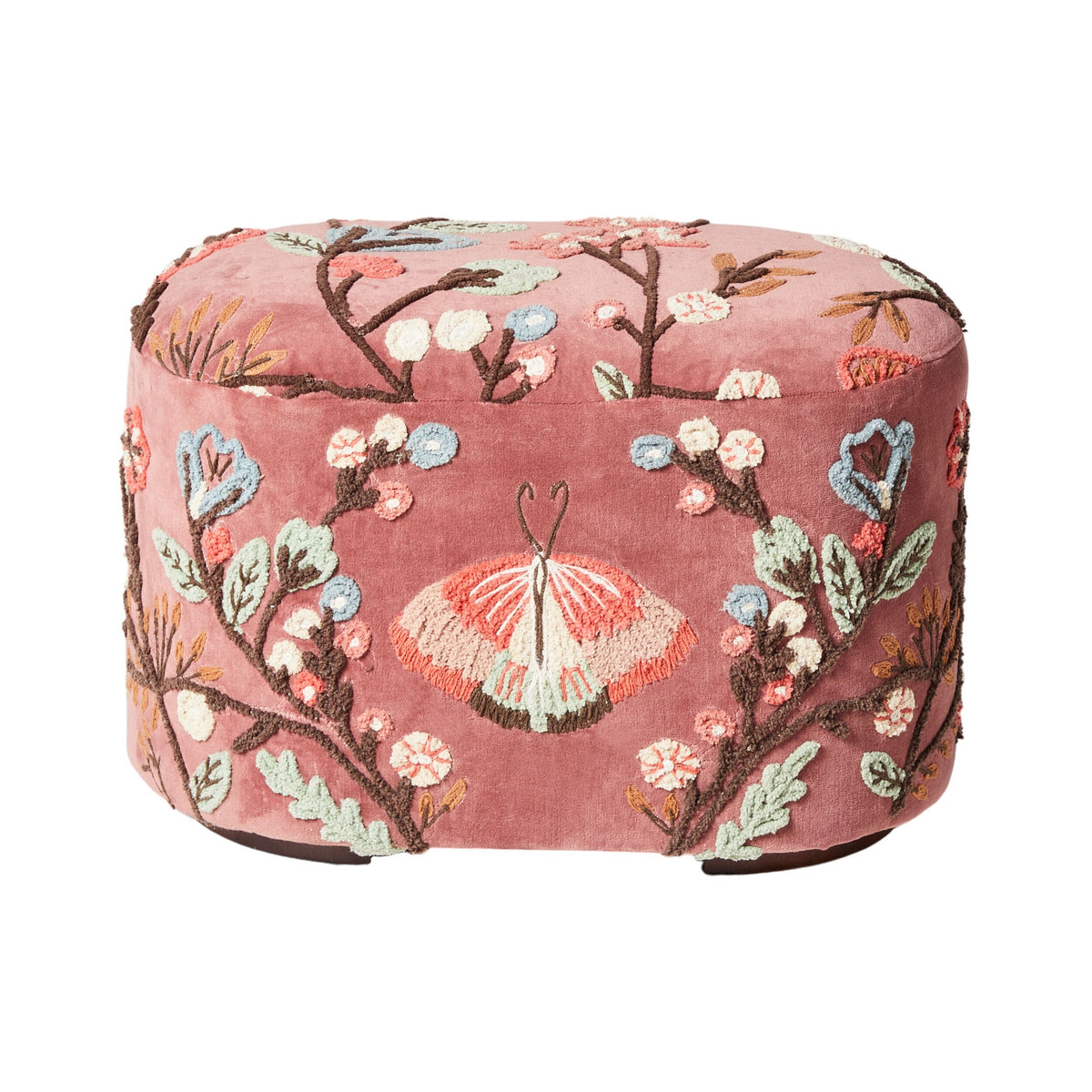 Freya Embroidered Ottoman Rose Pink Velvet – Early Settler AU