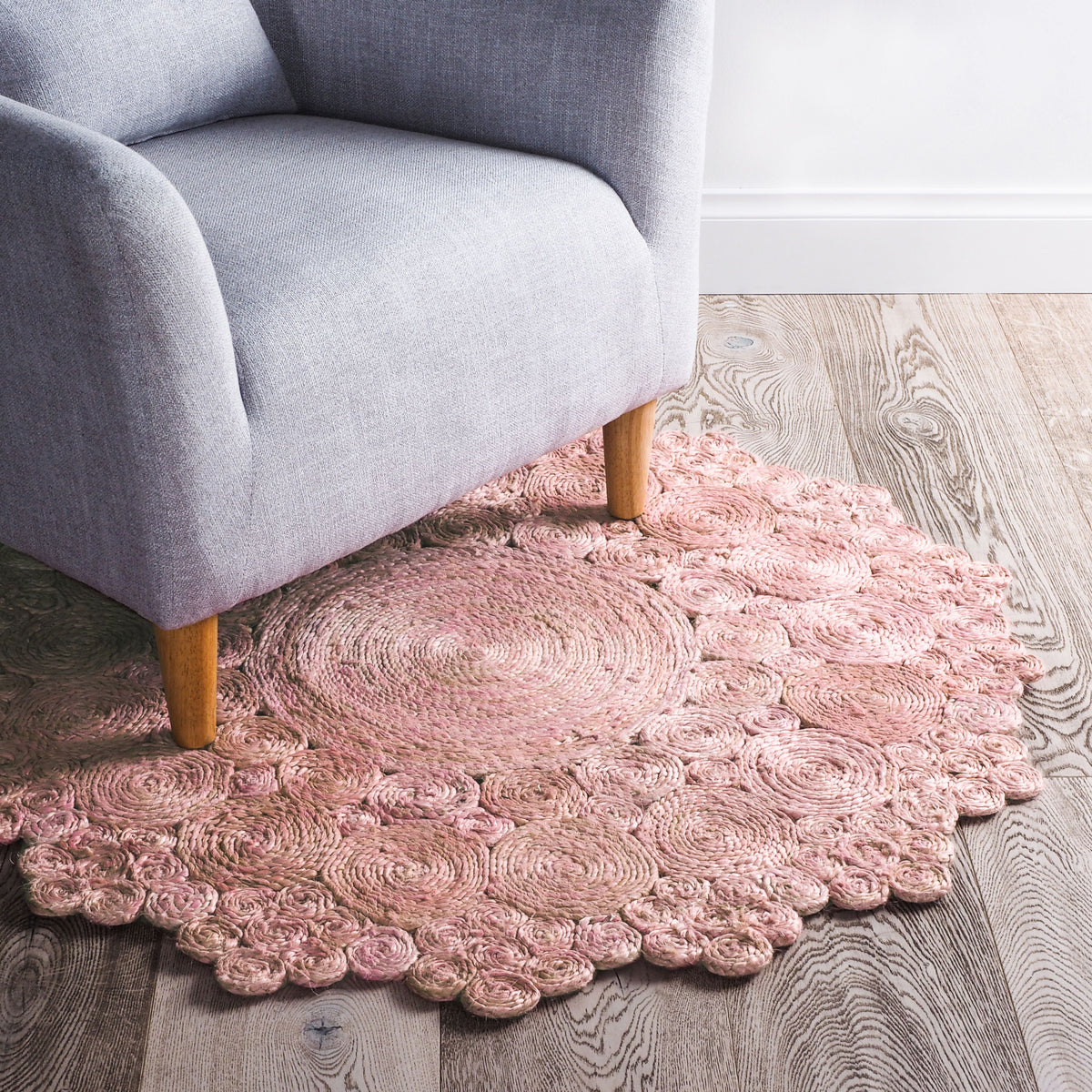 Cochin Blush Hand Stitched Pink Round Rug 120cm – Early Settler AU