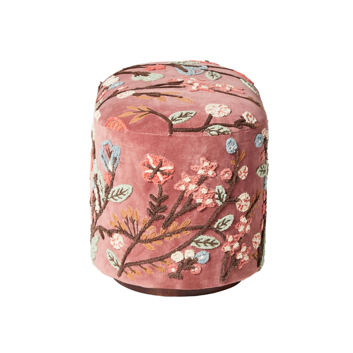 Freya Embroidered Ottoman Rose Pink Velvet – Early Settler Australia