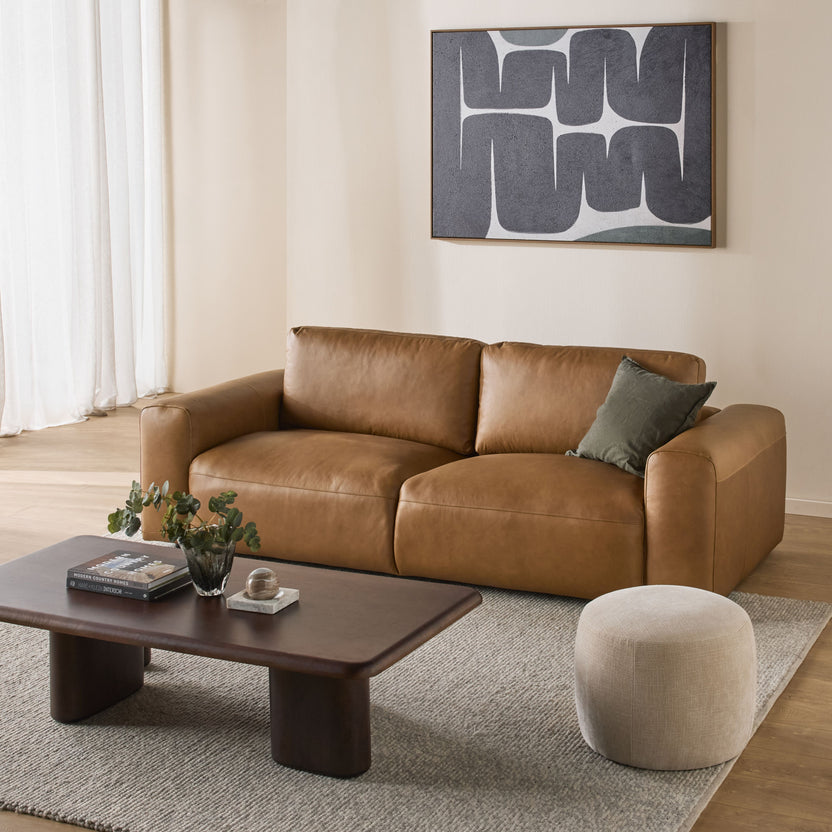 Ryder 3 Seater Leather Sofa Dakota Light Chestnut – Early Settler Australia
