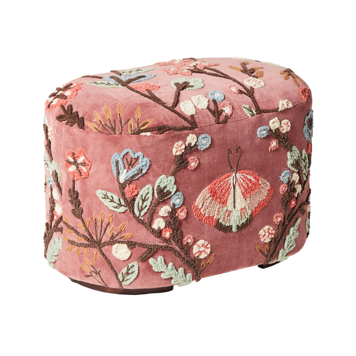 Freya Embroidered Ottoman Rose Pink Velvet – Early Settler AU