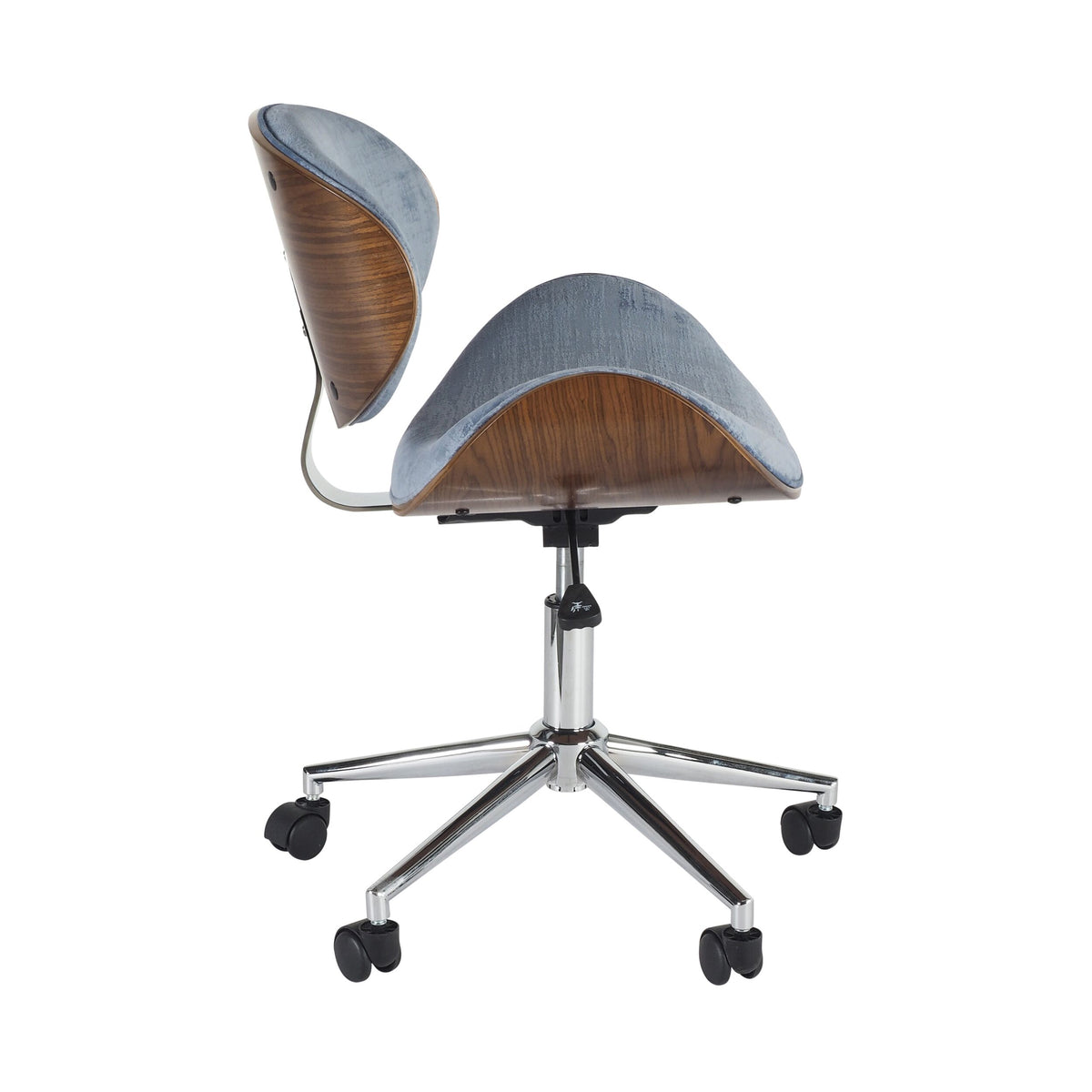 Jetson Desk Chair Timber Veneer Back Brushed Blue – Early Settler Australia