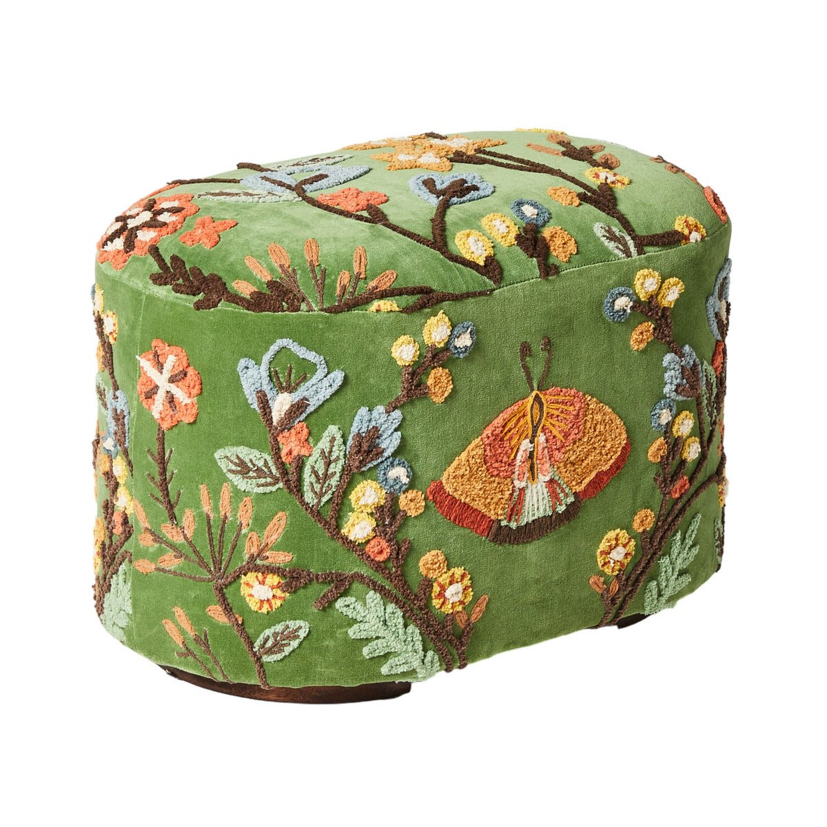Freya Embroidered Ottoman Green Velvet – Early Settler Australia
