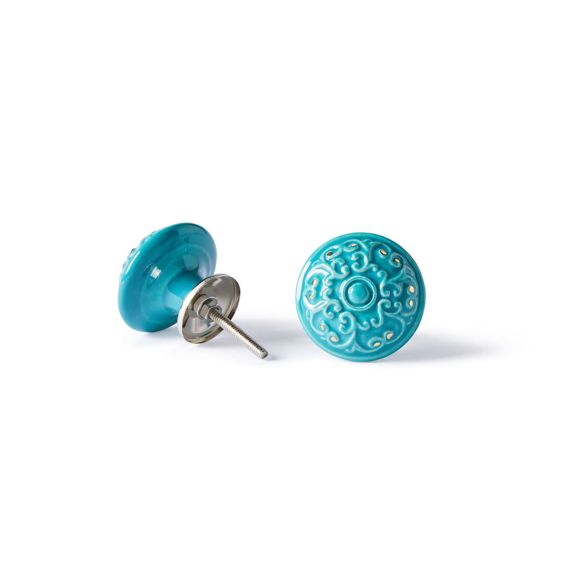 Fleur Ceramic Teal Knob 5cm – Early Settler Australia