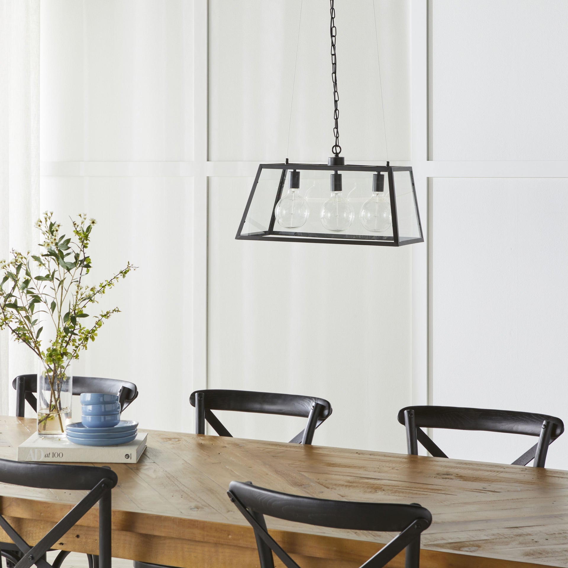 Karter 3 Light Cube Pendant Black 30x61cm – Early Settler Australia