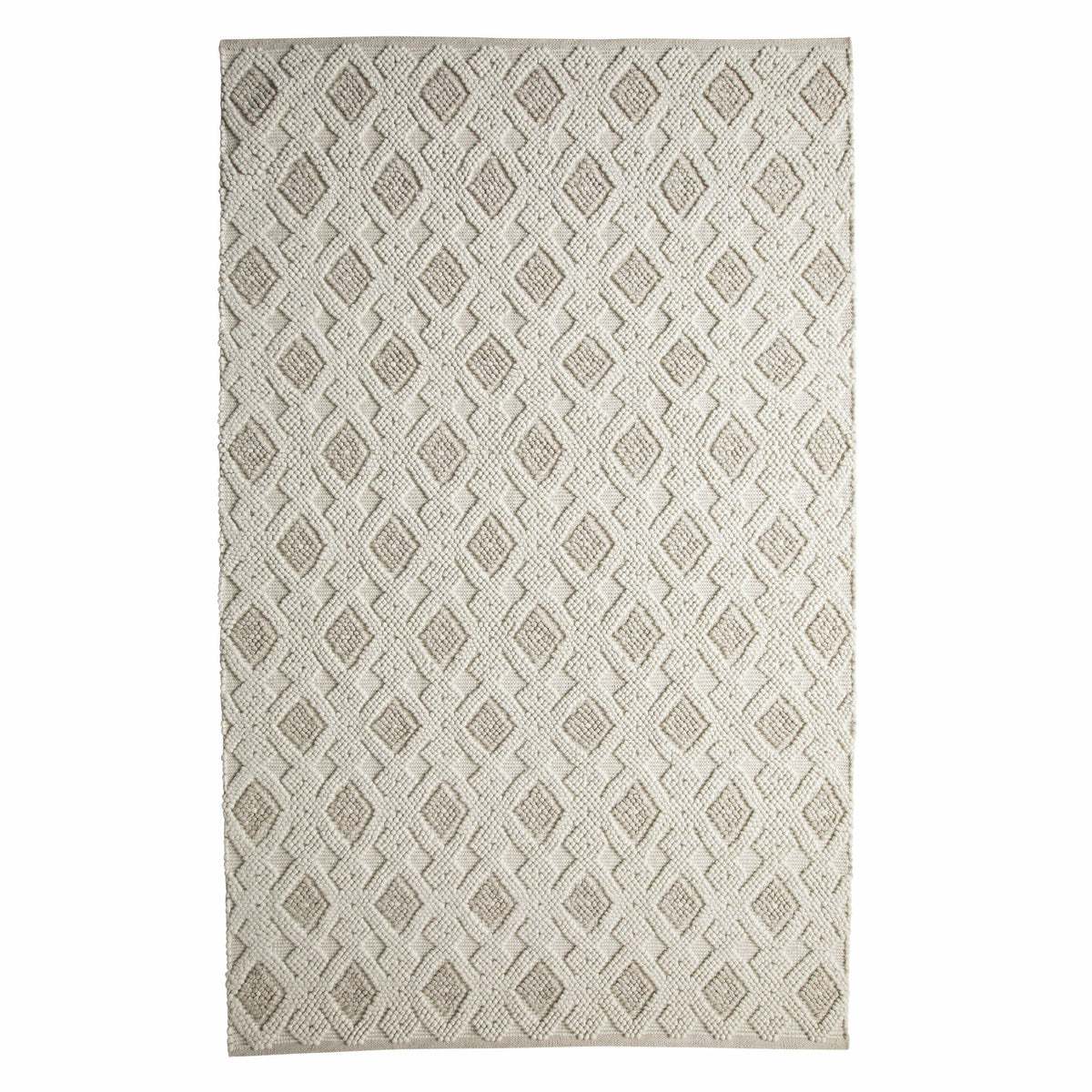 Layla Diamond Hand-Woven Wool Blend Natural & Cream Rug 240x150cm ...