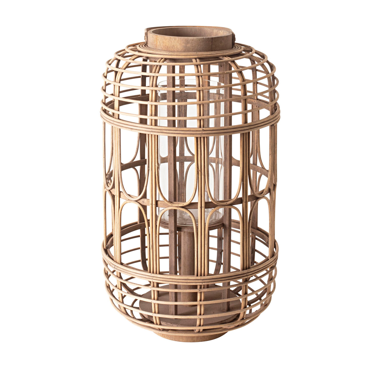 Bamboo Lantern Natural With Glass 45x25x25cm – Early Settler Australia