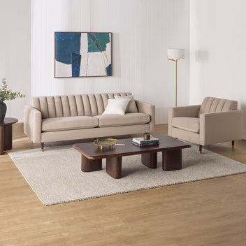 Stitch 3 Seater Velvet Sofa Taupe – Early Settler Australia